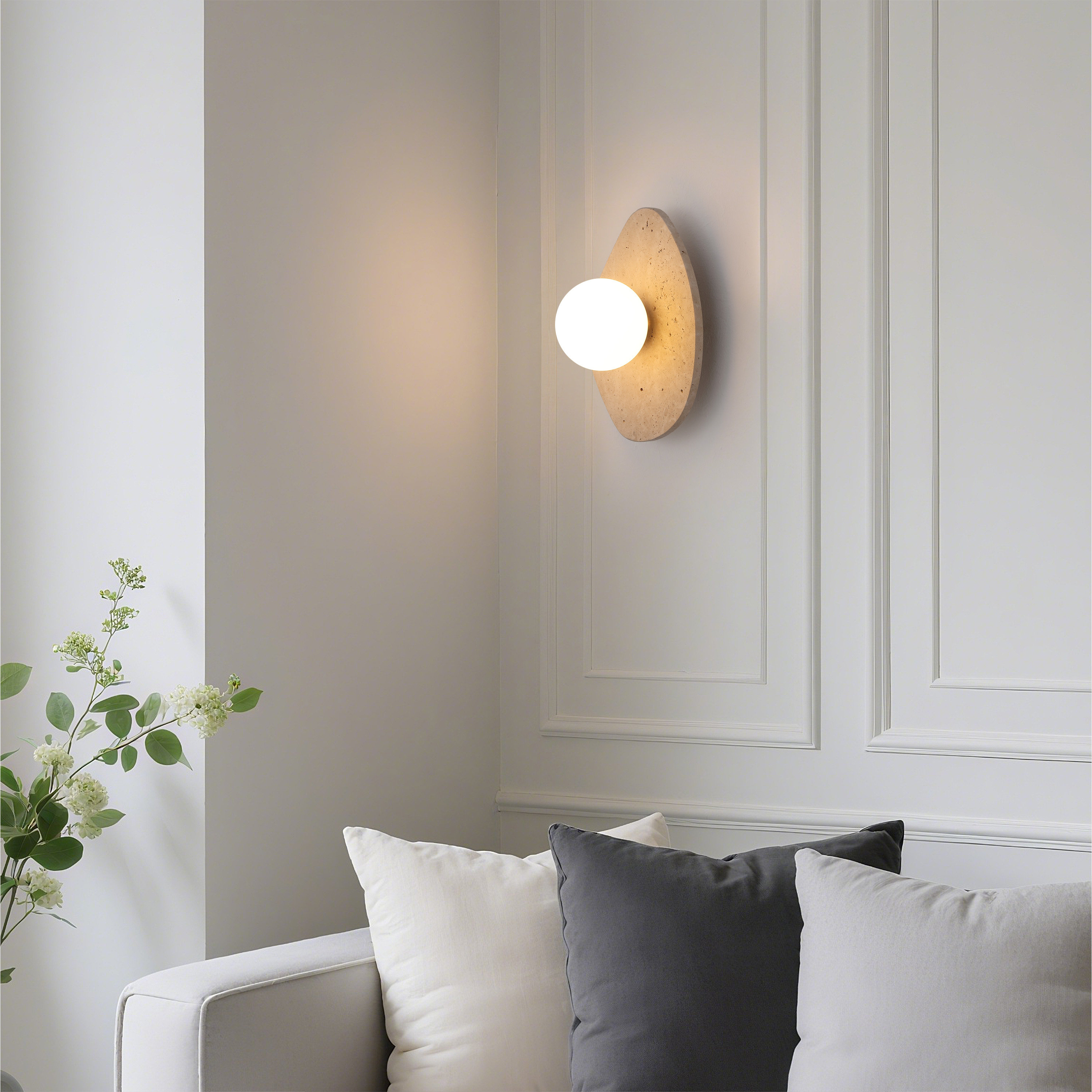 Ivy Bronx Tivoli 12" Modern Minimalist 1-Light Ovoid Travertine LED Wall Sconce | Wayfair